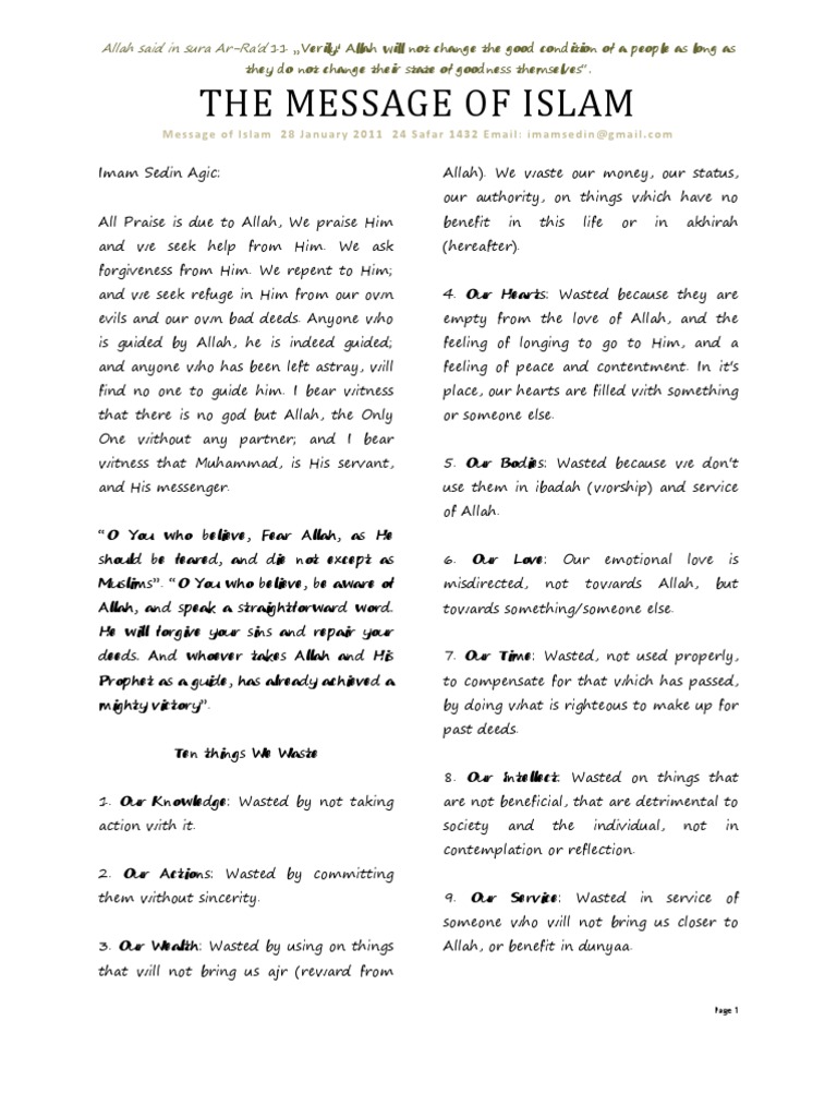 The Message of Islam | PDF | Forgiveness | Monotheistic Religions