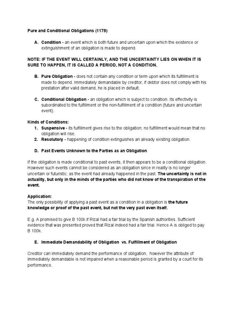 1179 - 1192 Pure and Conditional Obligations | PDF | Payments | Private Law