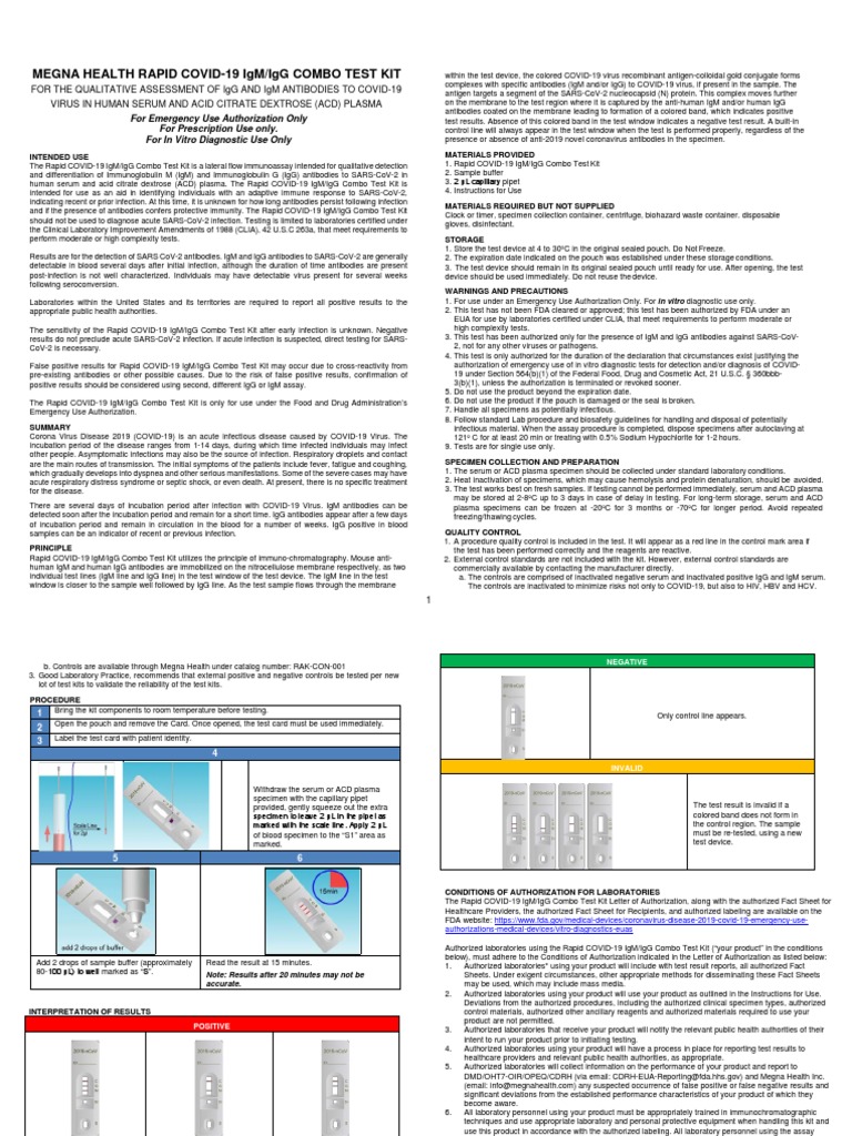Megna Health Rapid Covid-19 Igm/Igg Combo Test Kit | PDF | Infection ...