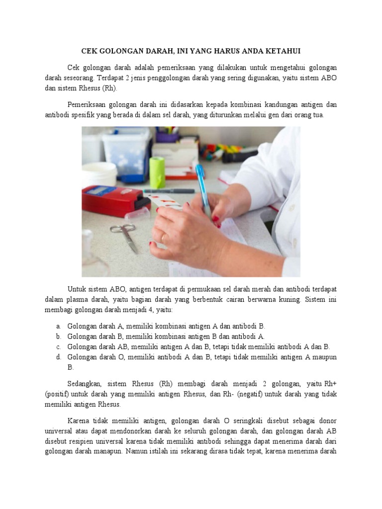Cek Golongan Darah | PDF