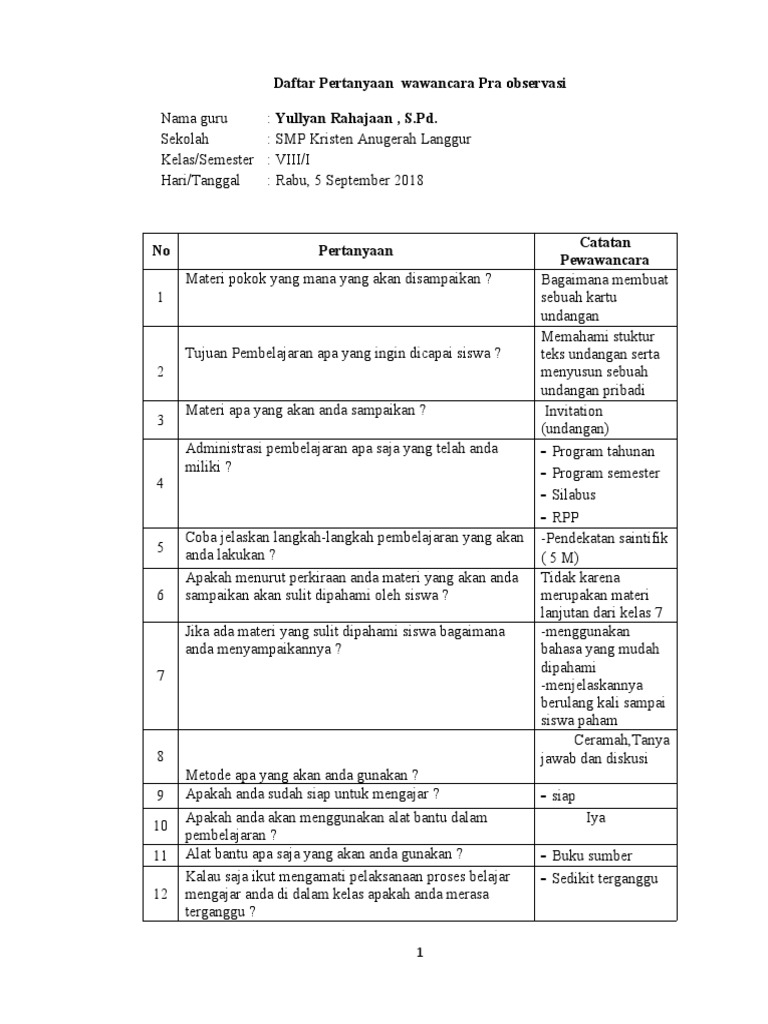 Instrumen Supervisi Komplit | PDF