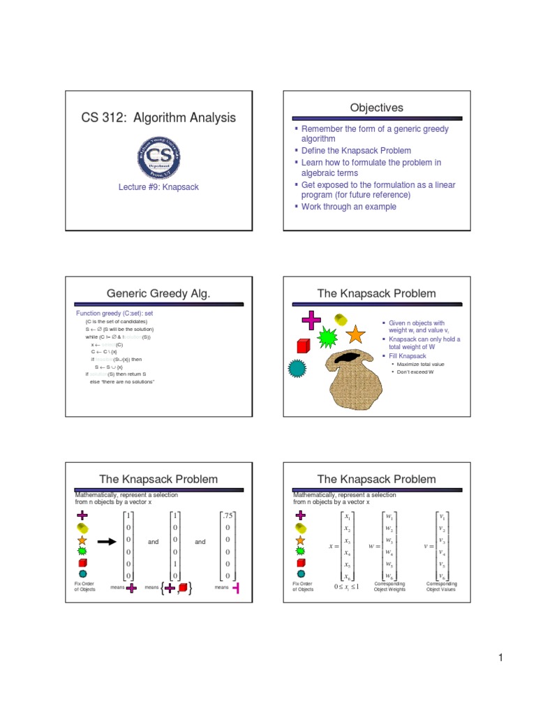 Lecture09 Knapsack | PDF | Mathematical Optimization | Linear Programming