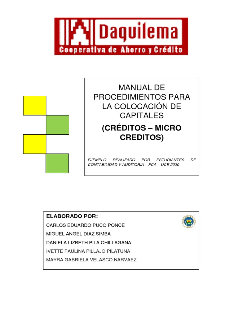 Manual de Creditos COAC Daquilema | PDF | Cooperativa | Crédito
