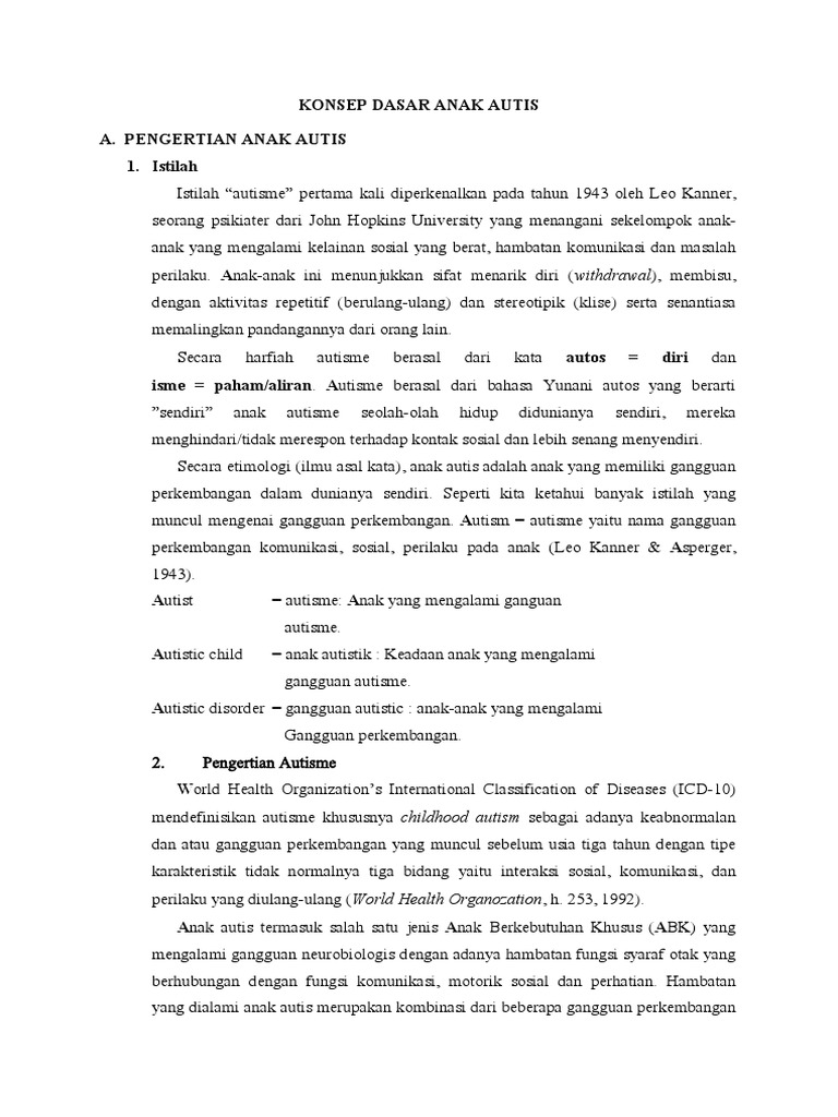 Konsep Dasar Anak Autis | PDF