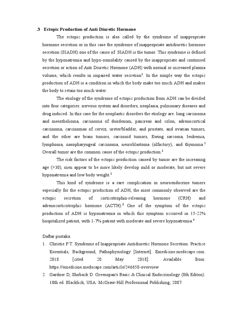 Ectopic ADH Production and SIADH | PDF | Epidemiology | Neoplasms
