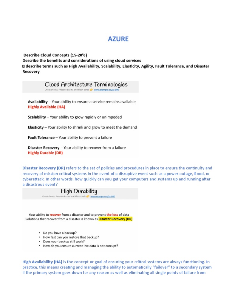 AZ-900 Full Summary | PDF | Cloud Computing | Microsoft Azure