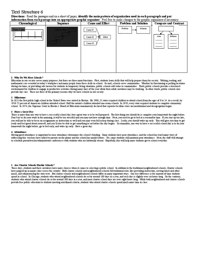 Text Structure Identification Worksheet | PDF | Schools | Homework