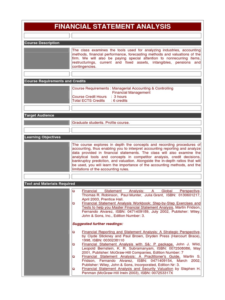 Financial Statement Analysis Course Overview | PDF | Business