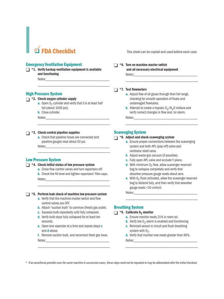 FDA Checklist: Emergency Ventilation Equipment | PDF | Breathing ...