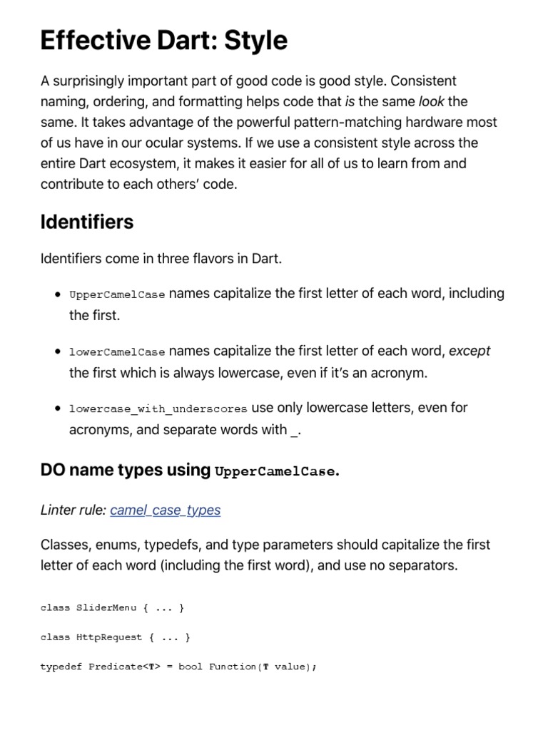 Effective Dart Style Dart Pdf Notation Computer Data