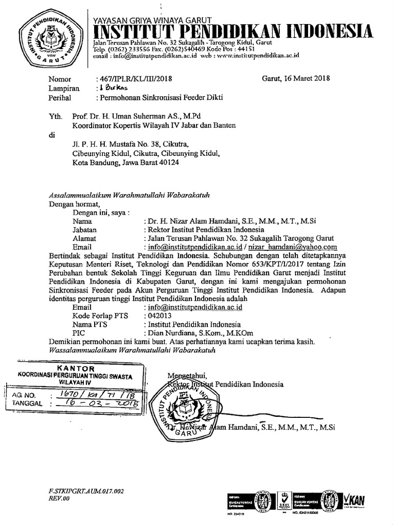 Contoh SK Operator PDDIKTI 1670 - K4 - TI - 2018 | PDF
