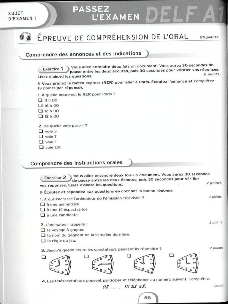 Preparation Delf A1 Sujet 1 | PDF