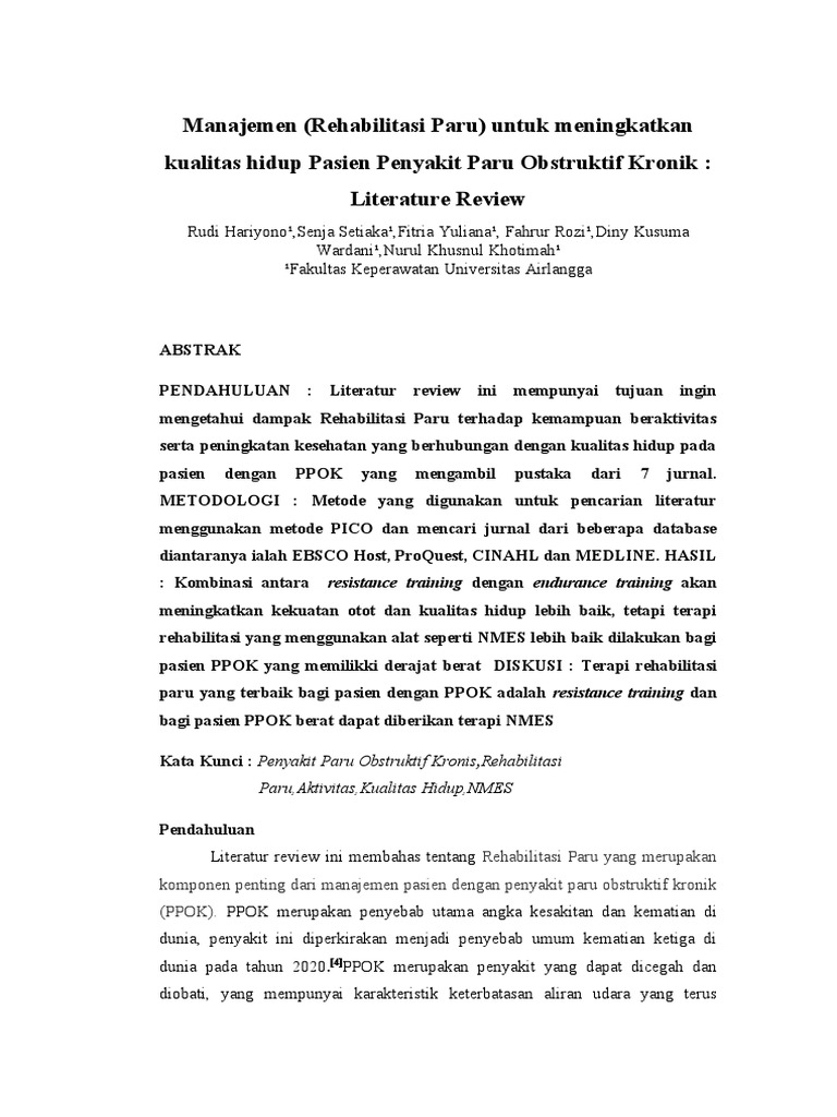 Rehabilitasi Paru untuk Pasien PPOK | PDF | Pengembangan Diri ...