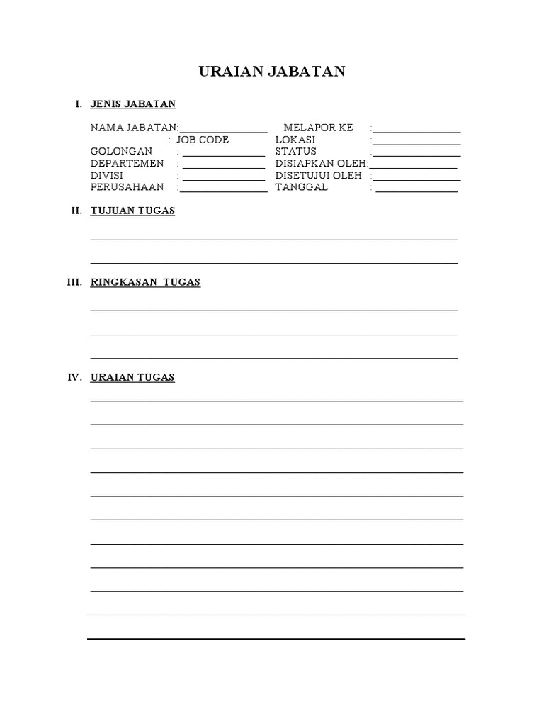 Contoh Form - Formulir Job Desc 1 | PDF