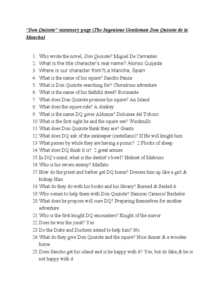 Don Quixote Test | PDF