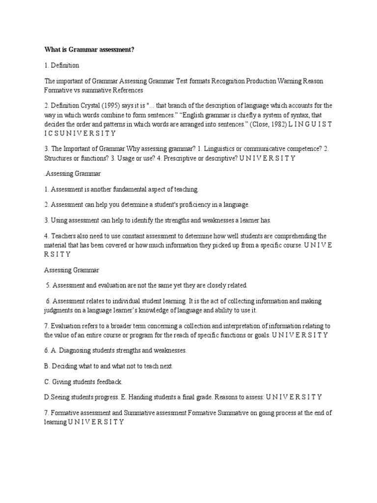 What Is Grammar Assessment | PDF | Educational Assessment | Grammar