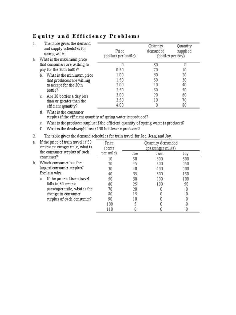 Equity and Efficiency in Water and Train Travel | PDF | Economic ...