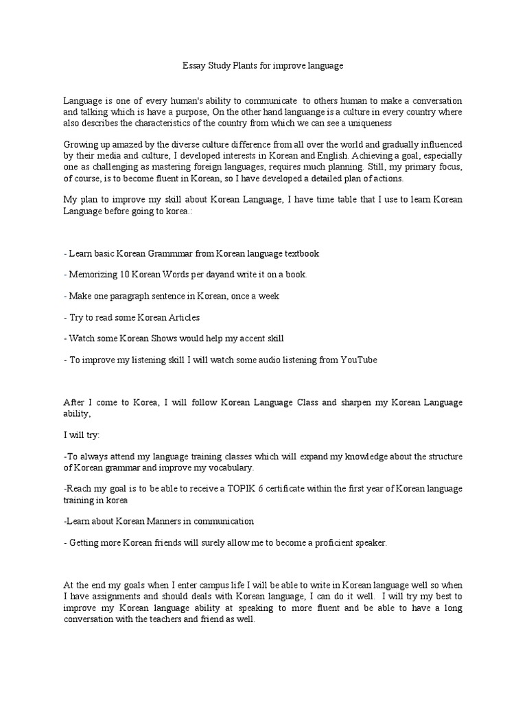 Study Plan For Improve Language Skill | PDF