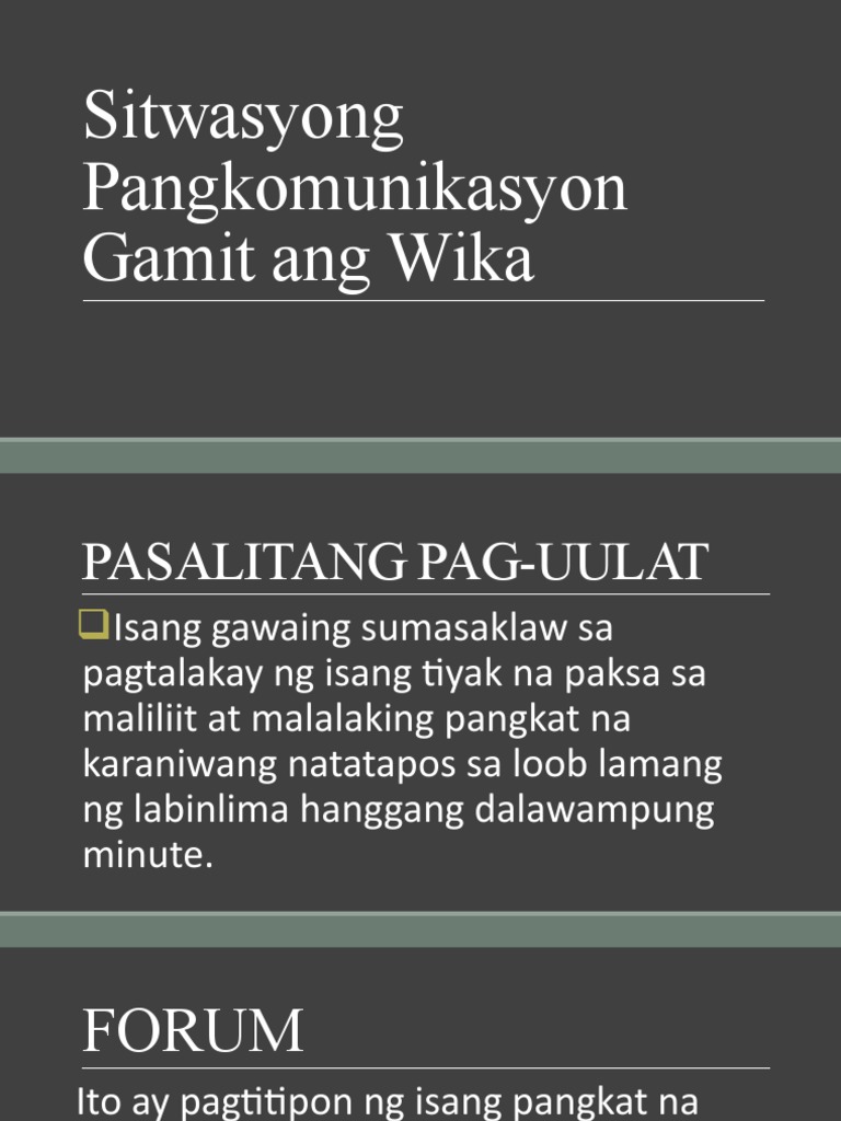 Sitwasyong Pangkomunikasyon Gamit Ang Wika | PDF Sitwasyong Pangkomunikasyon Gamit Ang Wika | PDF