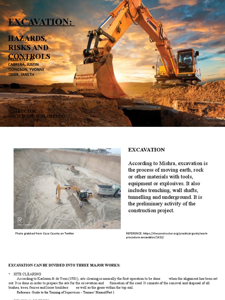 Excavation: Hazards, Risks and Controls | PDF | Land Mine | Excavation ...