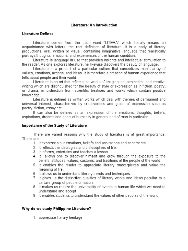 Phil Lit - Week 1 Literature Defined | Download Free PDF | Metre ...