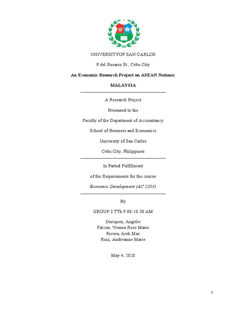 An Economic Research Project On ASEAN Nations: Malaysia | PDF ...