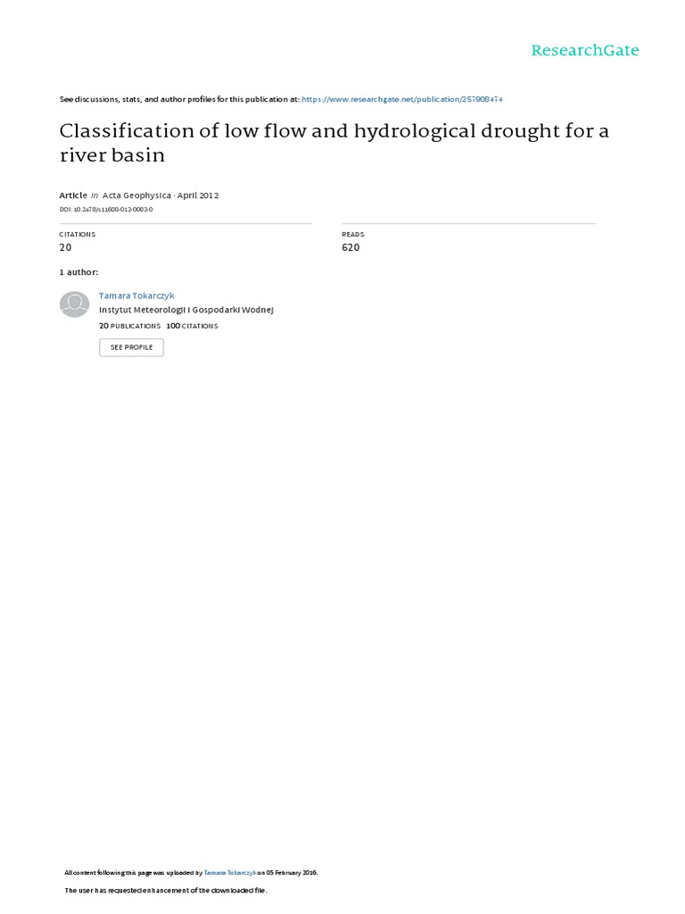 Classification of Low Flow and Hydrological Drough | PDF | Hydrology ...