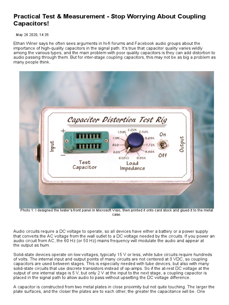 Coupling Capacitors! - Audioxpress | PDF | Capacitor | Electronic Filter