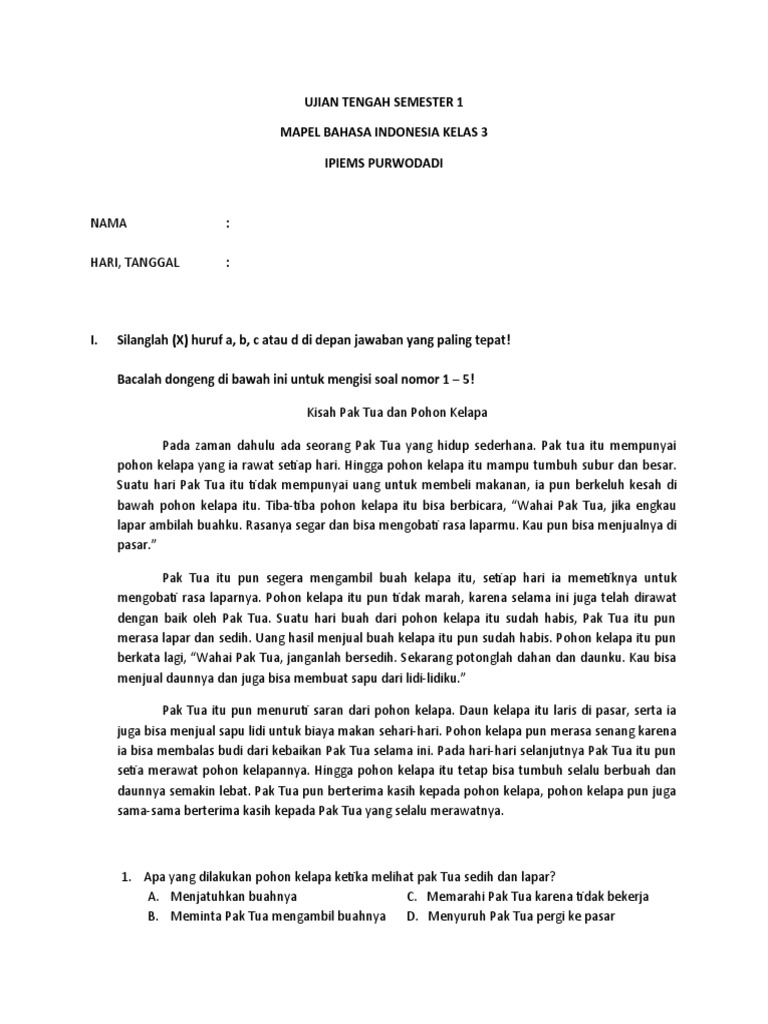 Kelas 3 UTS B.Ind | PDF | Seni & Disiplin Bahasa | Fiksi Umum