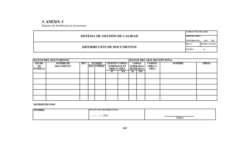 Ejemplo Registro Control de Documentos | PDF