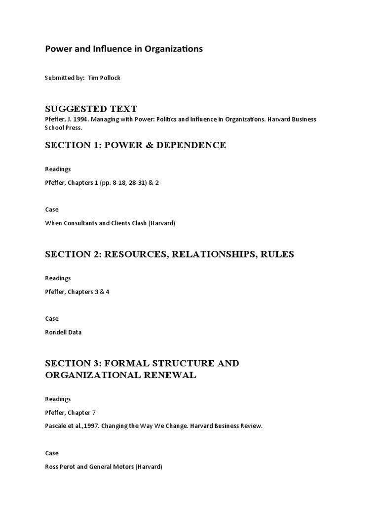 Power - Power and Influence in Organizations | PDF | Communication ...