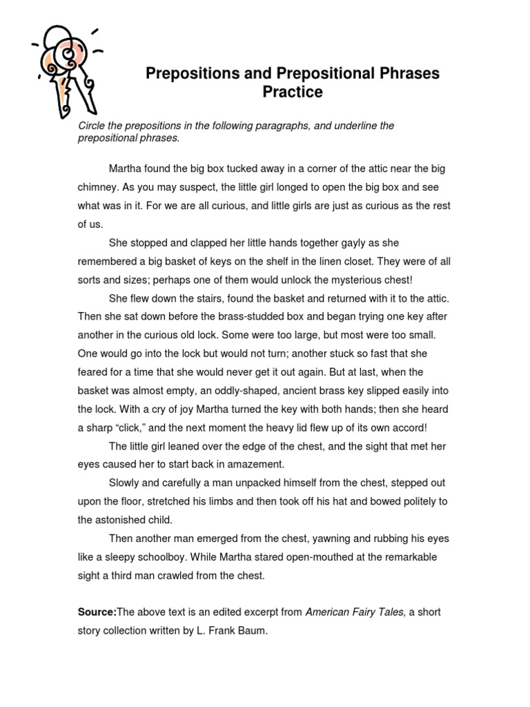 Prepositions and Prepositional Phrases Practice | PDF | Preposition And Postposition | Phrase