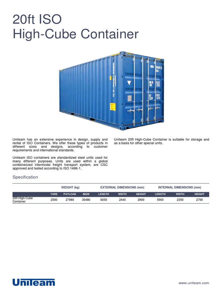 20ft High Cube Container PDF | PDF