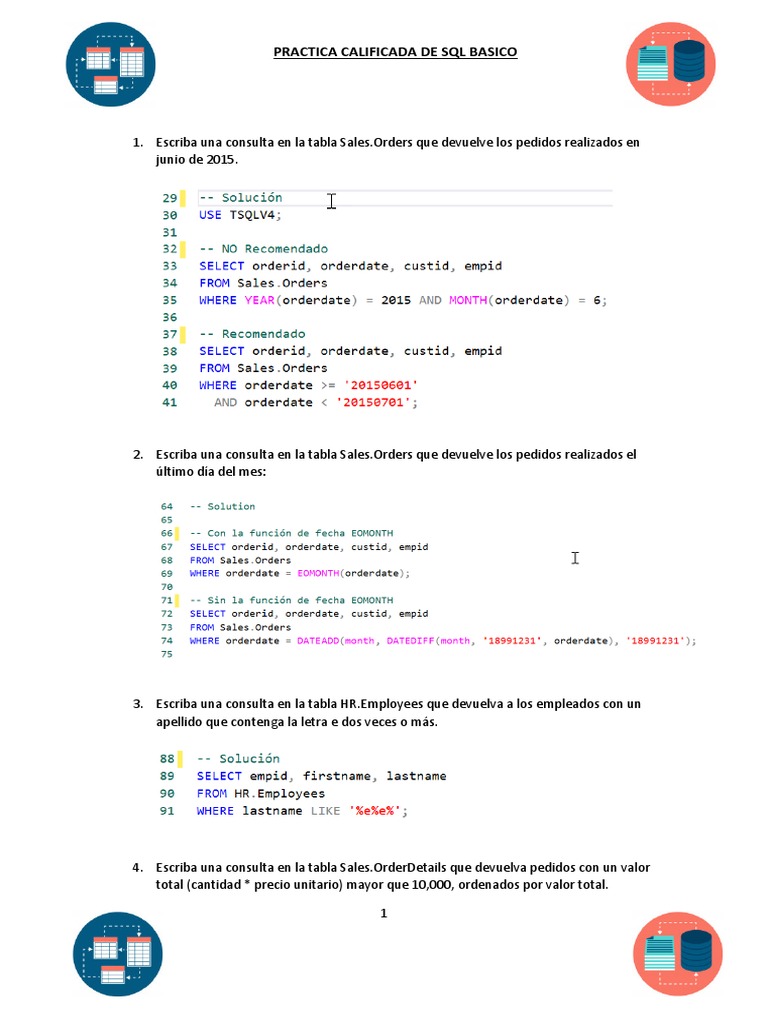 Practica SQL Basico | PDF | SQL | Gestión de datos