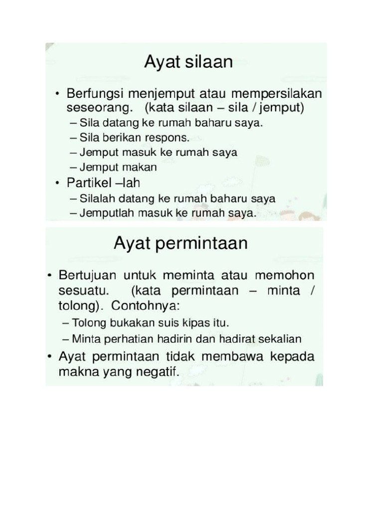 Nota Ayat Silaan Dan Ayat Permintaan | PDF