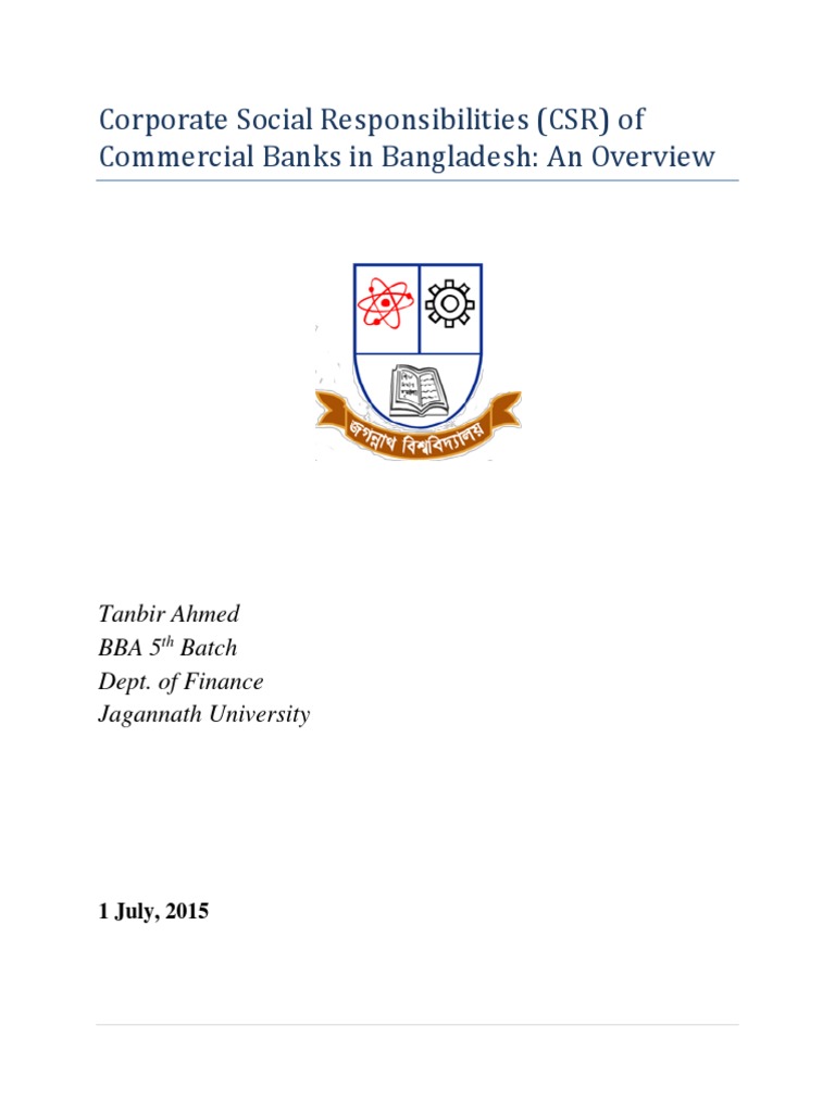 Corporate Social Responsibilities (CSR) of Commercial Banks in ...