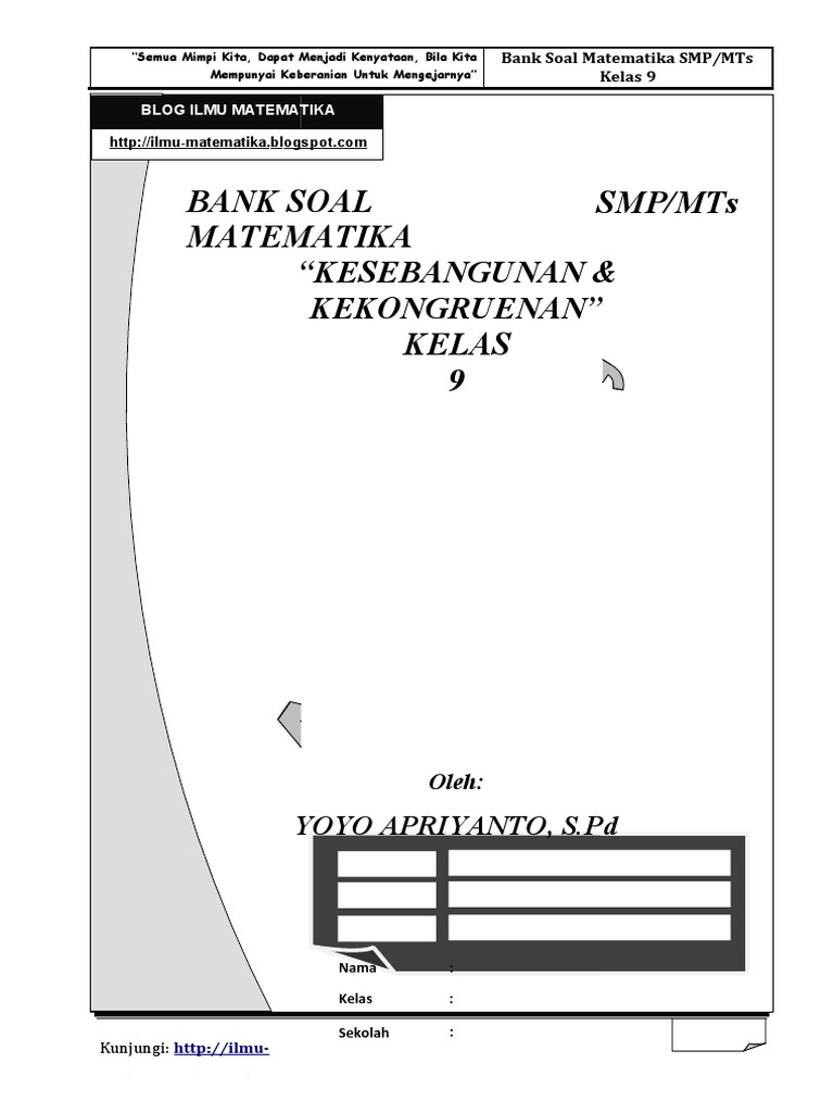 Soal Matematika Kelas 9 | PDF | Metode & Bahan Ajar