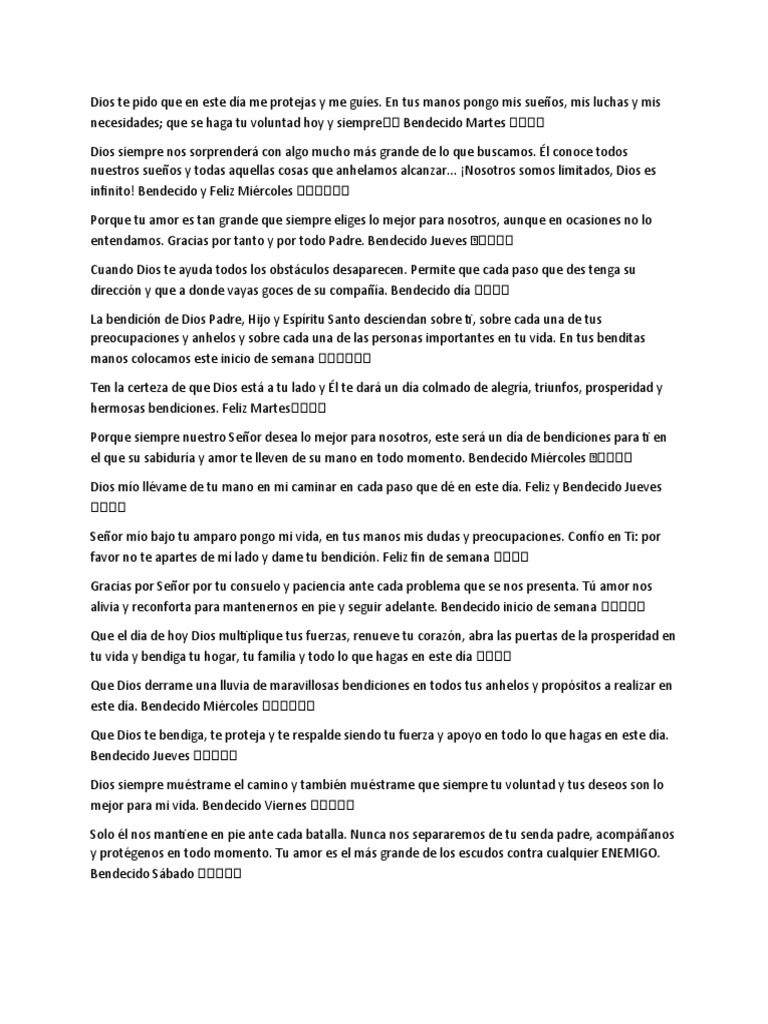 Dios Te Pido Que en Este Día Me Protejas y Me Guíes | PDF | Bendición ... Dios Te Pido Que en Este Día Me Protejas y Me Guíes | PDF | Bendición ...