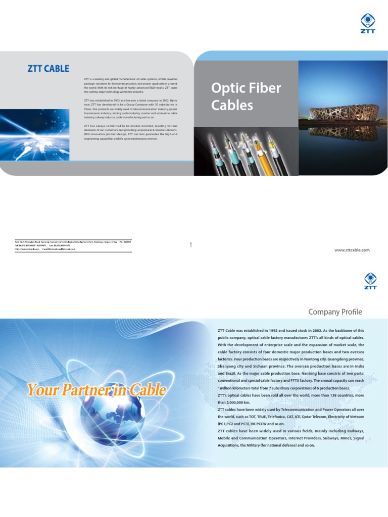 ZTT Cable | PDF | Optical Fiber | Wire