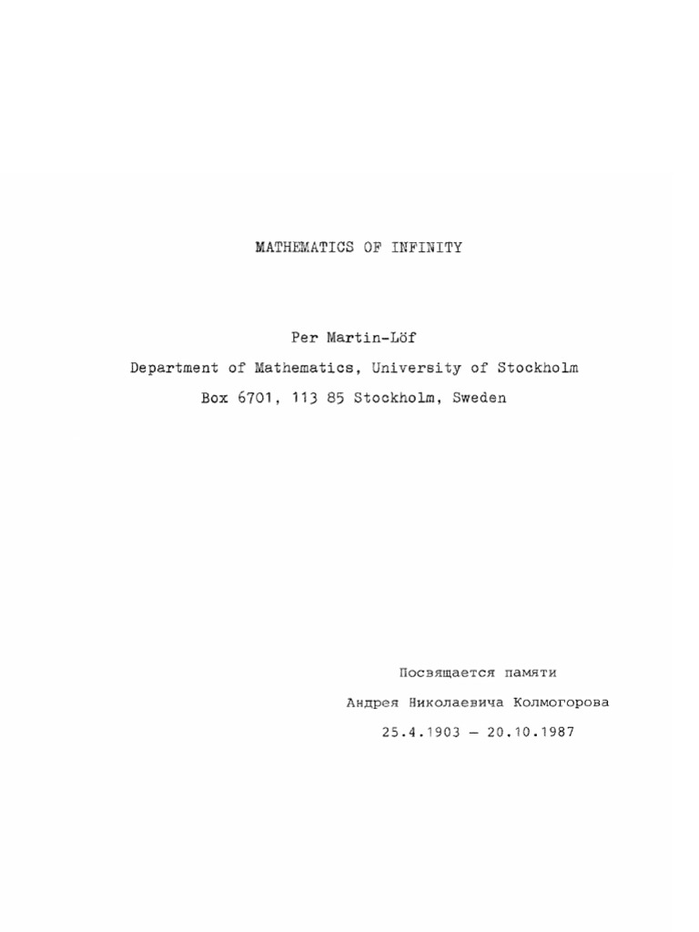 Mathematics of Infinity | PDF | Interpretation (Logic) | Infinity
