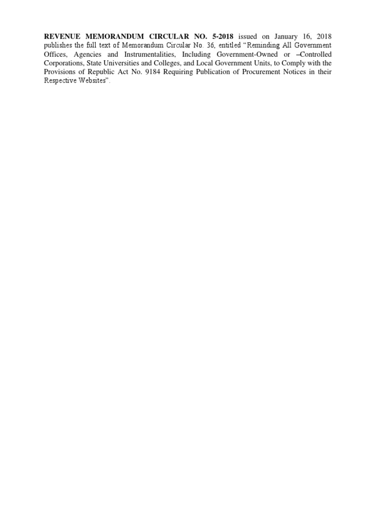 RMC 5-2018: Procurement Notice Compliance | PDF