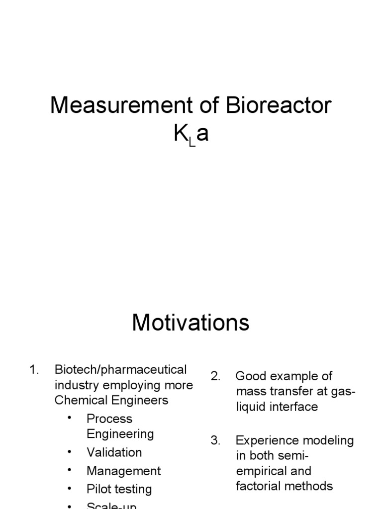 Bioreactor Kla | PDF | Biochemistry | Chemistry