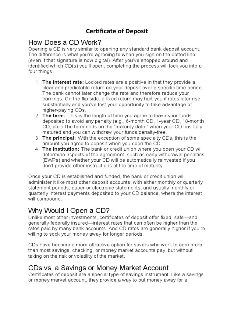 Certificate of Deposits - COD | PDF | Certificate Of Deposit | Saving