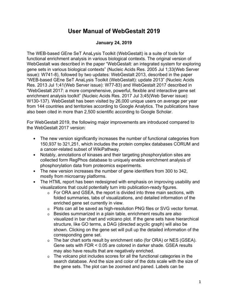 User Manual of Webgestalt 2019: January 24, 2019 | PDF | Application Programming Interface ...