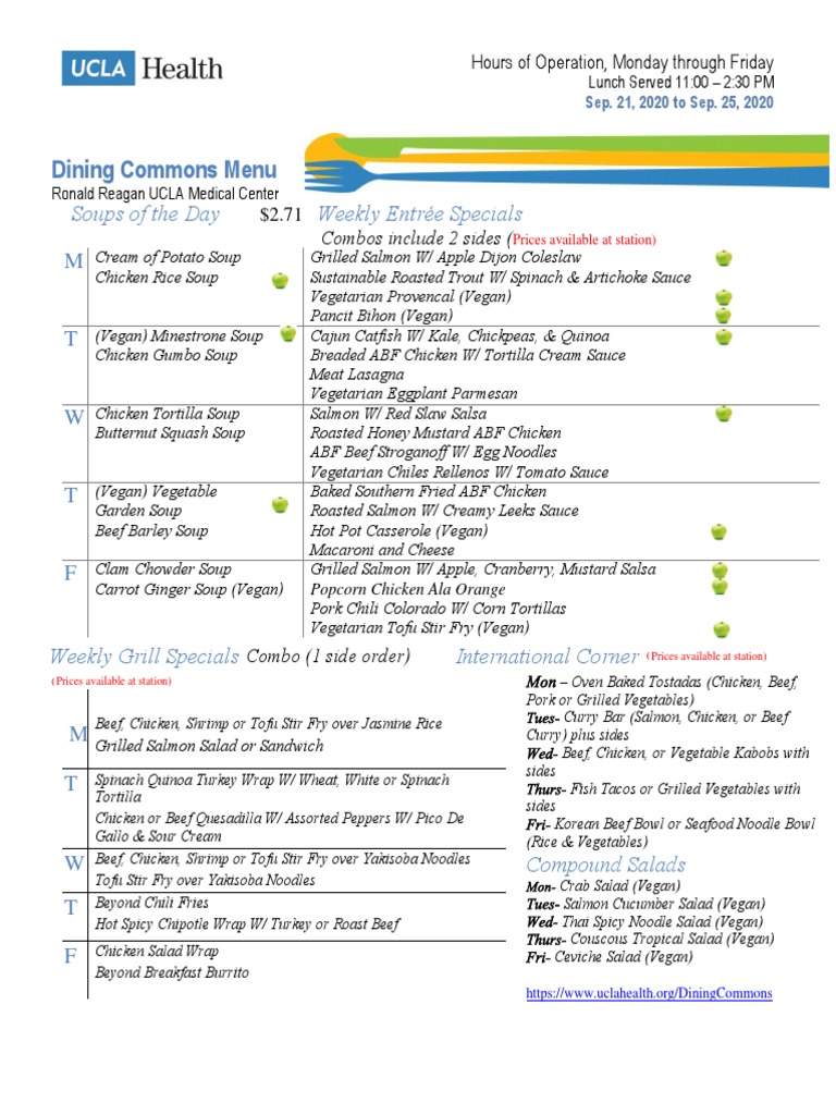 UCLA Medical Center Dining Commons Menu | PDF | Burrito | Soup