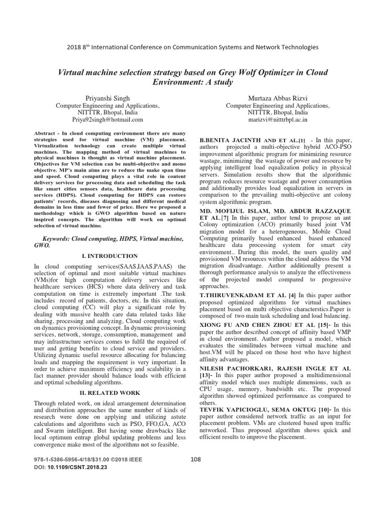 Virtual Machine Selection Strategy Based On Grey Wolf Optimizer in ...