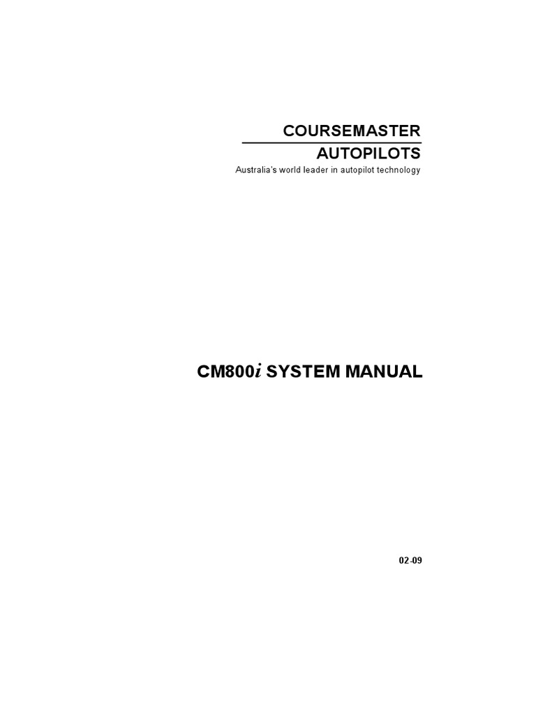 CM800 System Manual: Coursemaster Autopilots | PDF | Rudder | Menu (Computing)