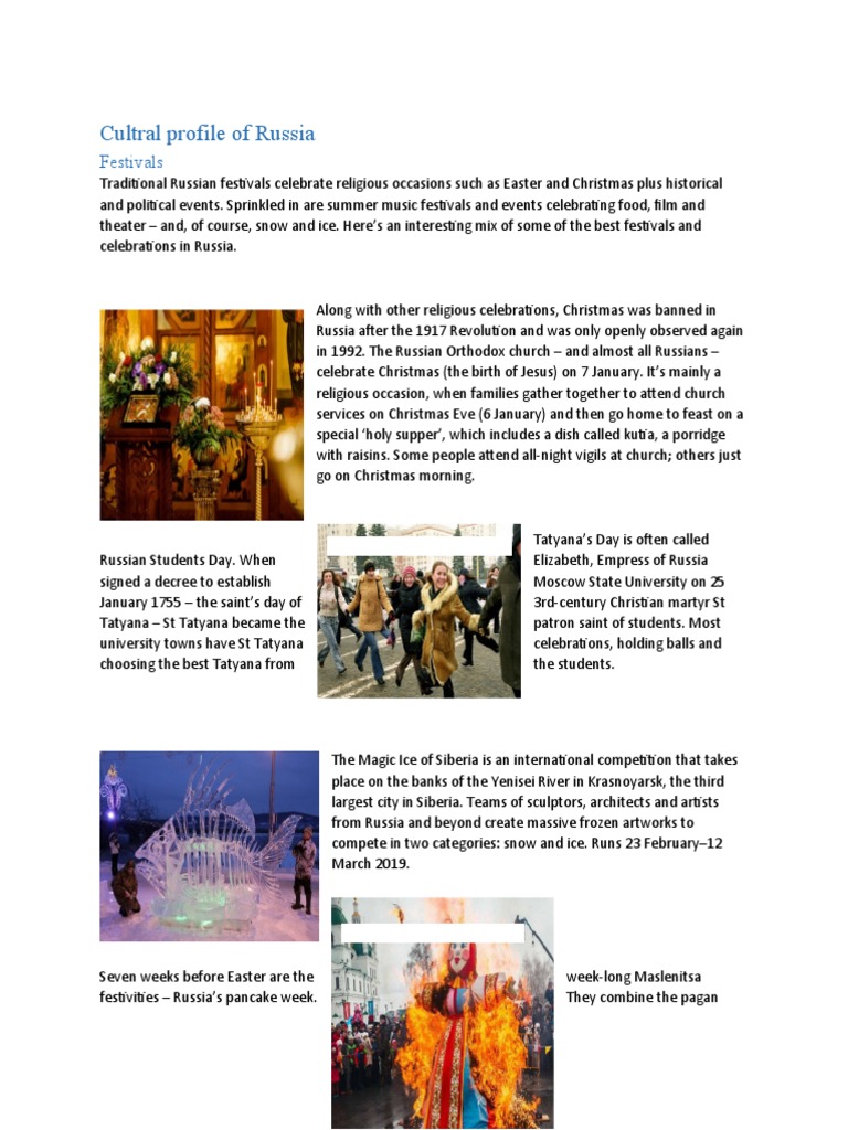 Russian Cultural Foods and Festivals | PDF | Clothing | Foods