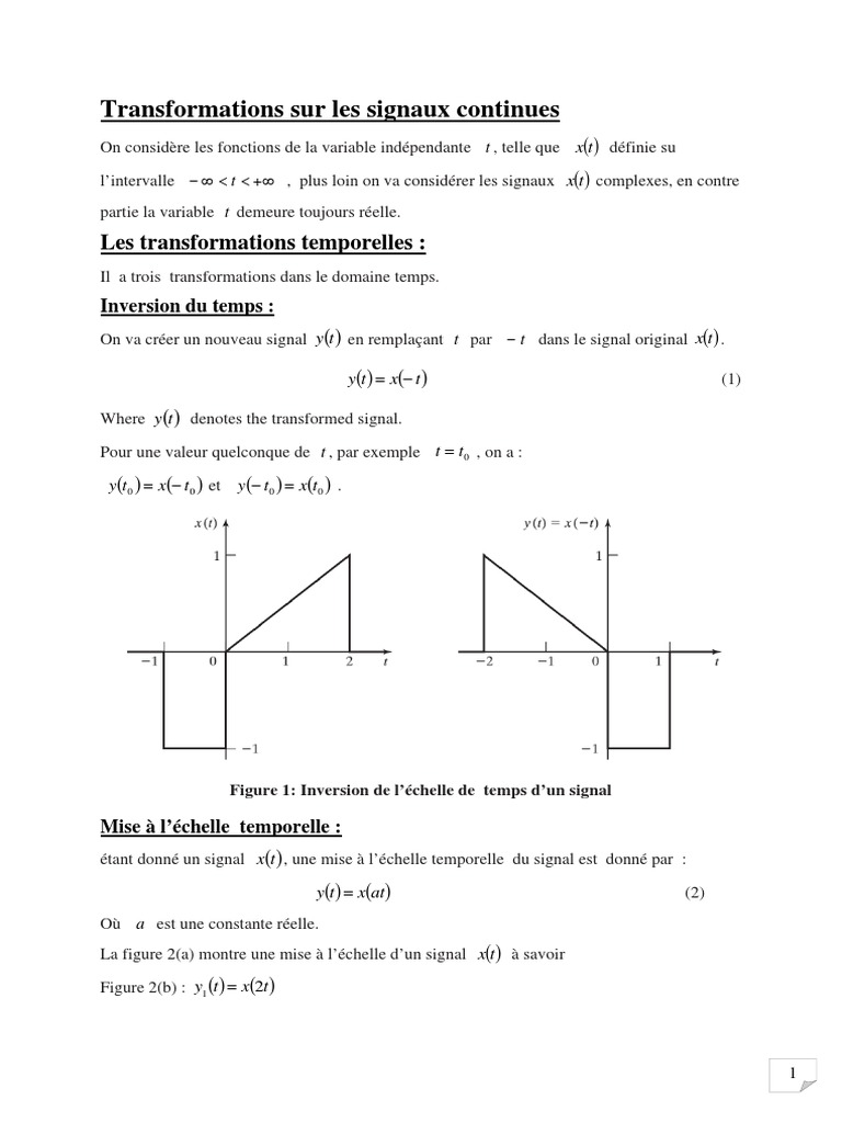 Transformations des signaux continus | PDF | Analyse mathématique ...