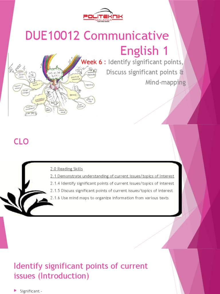 DUE10012 Week 6 Identify Significant Points Discuss Significant Points ...
